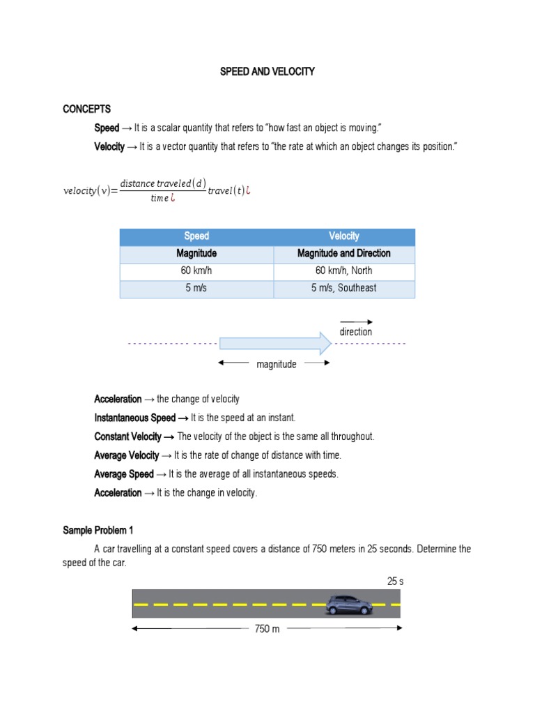 Velocity (V) Distance Traveled (D) Time Travel (T) | PDF | Velocity | Speed