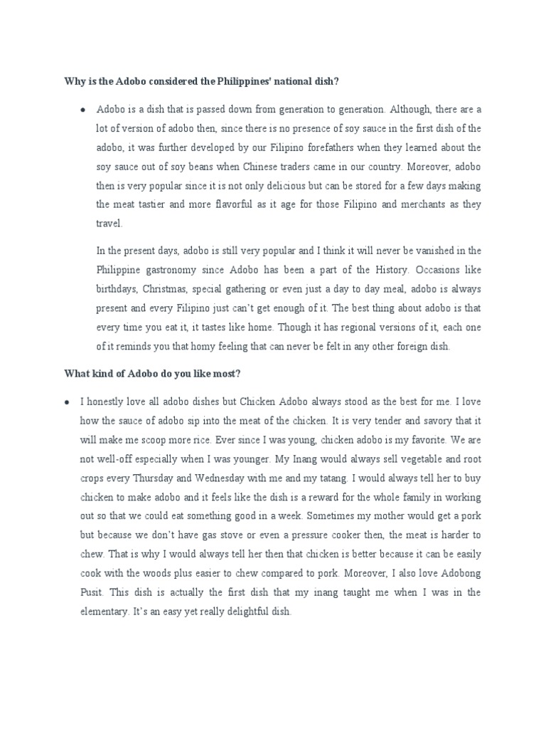 Why Is The Adobo Considered The Philippines | PDF | Foods | Cooking