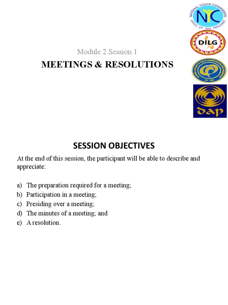 Guidelines for SK Meetings & Resolutions | PDF | Agenda (Meeting ...