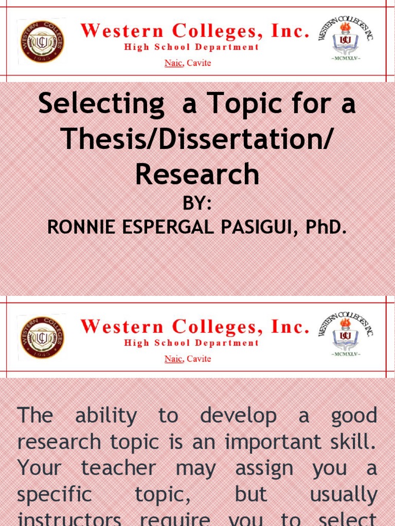 How to Choose a Thesis Topic | PDF