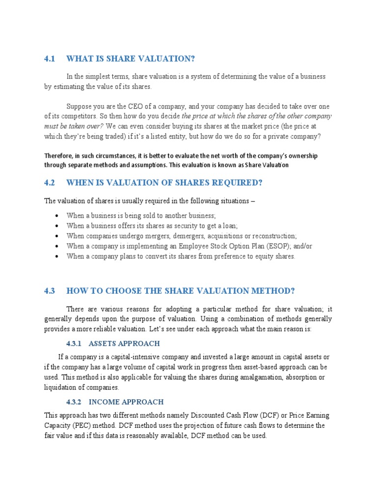 Understanding Share Valuation Methods | PDF | Valuation (Finance ...