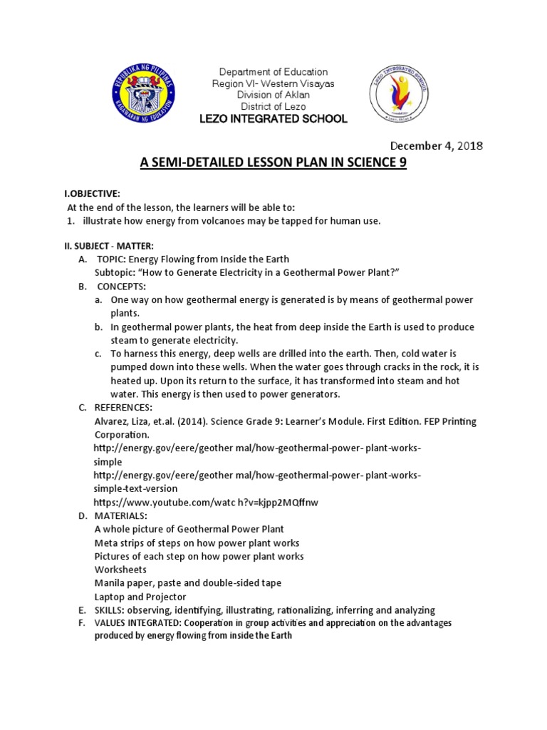 Detailed Lesson Plan in Science 9 Quarter 3 | PDF | Electric Generator ...