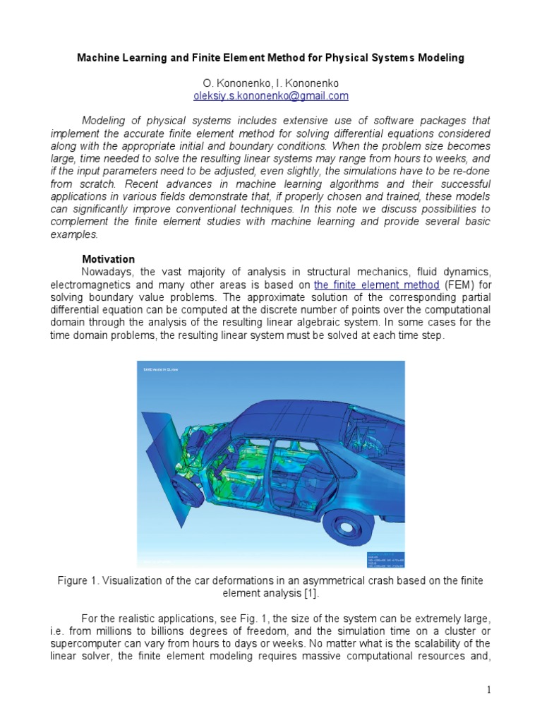 Machine Learning and Finite Element Method For Physical Systems Modeling | PDF | Finite Element ...