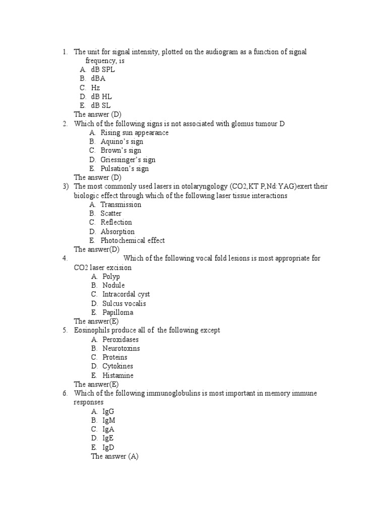 ENT MCQs Eiad Nahla | PDF | Larynx | Human Nose