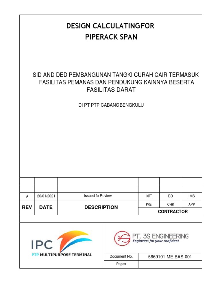 5669101-Me-Cal-010 Design Calculating For Piperack Span | PDF | Pipe (Fluid Conveyance ...