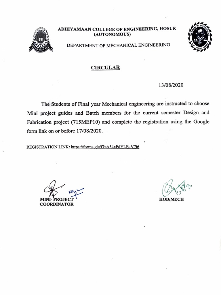 Mini Project Circular | PDF