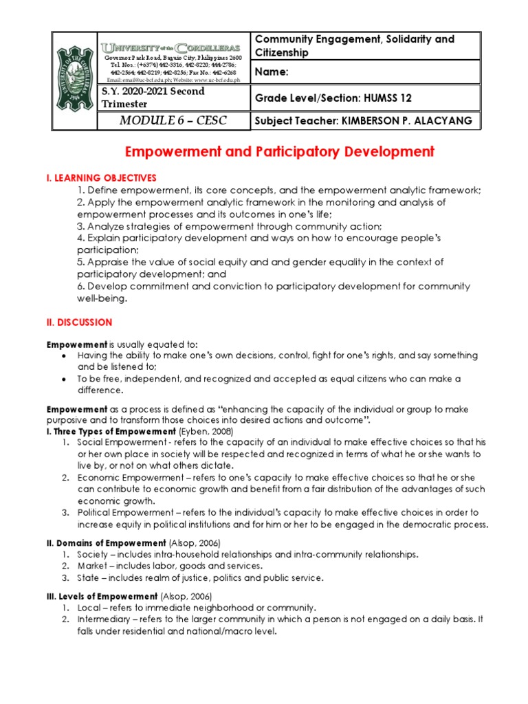 Module 7 Cesc Empowerment and Participation | PDF