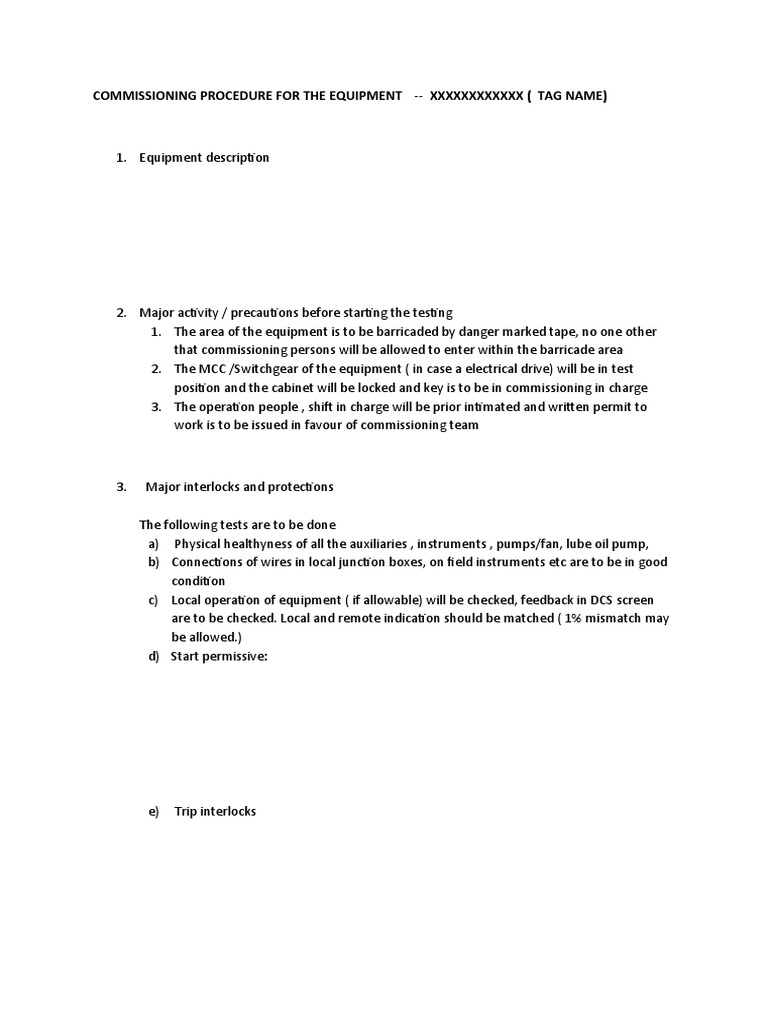 Commissioning Procedure Format | PDF