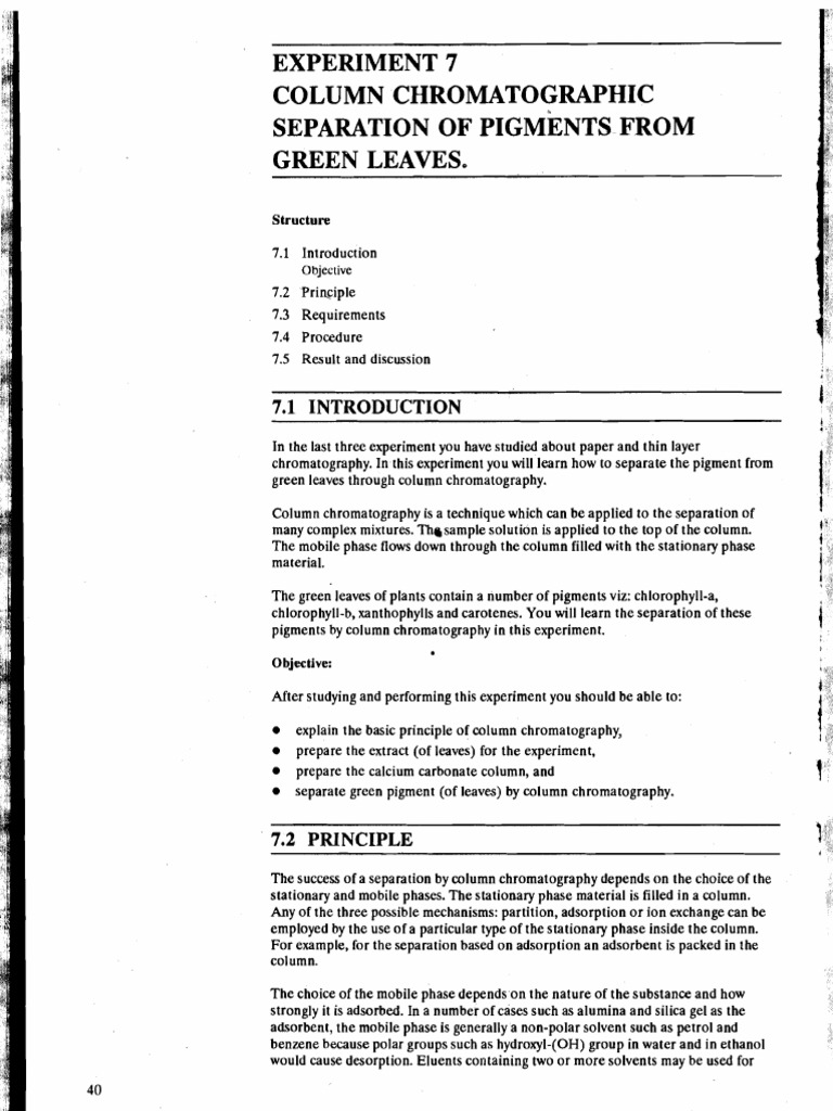 Separation of Plant Pigments PDF | PDF | Chromatography | Elution