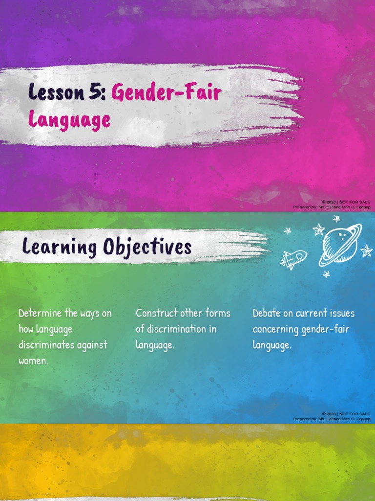 Lesson 5:: Gender-Fair Language | PDF | Gender Role | Equality Rights