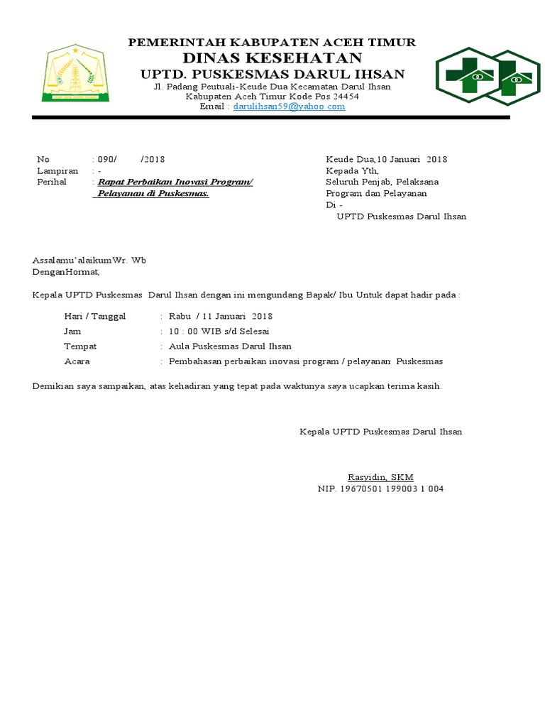 Undangan Rapat Internal | PDF