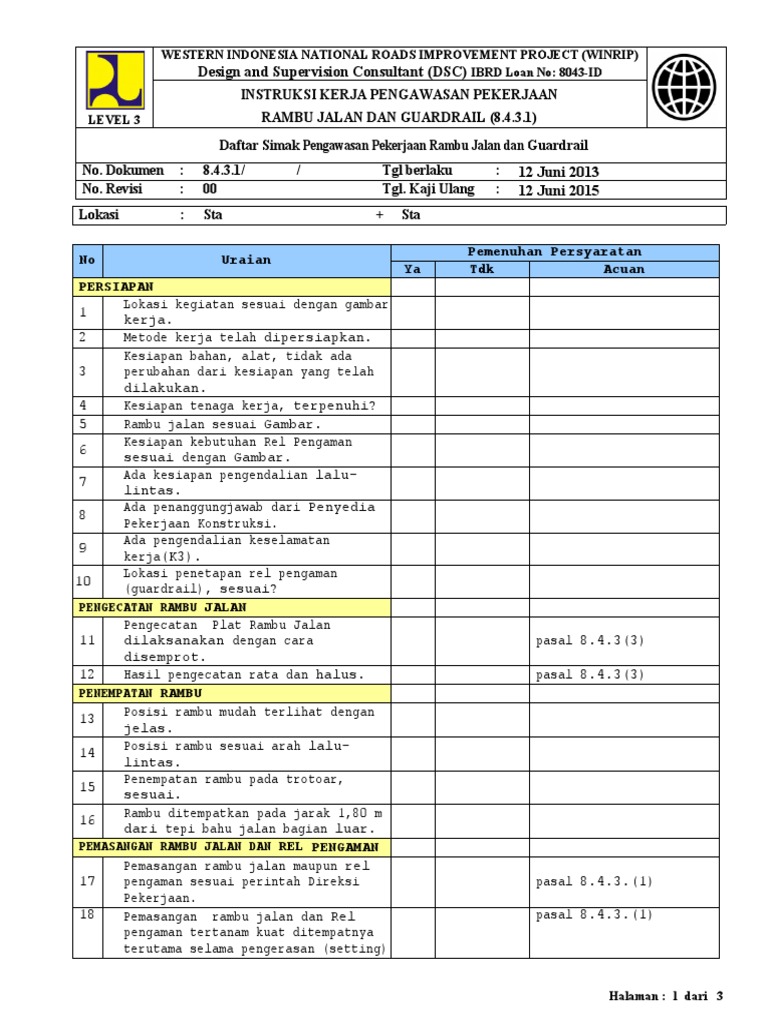 Daftar Simak 8.4.3.1 | PDF