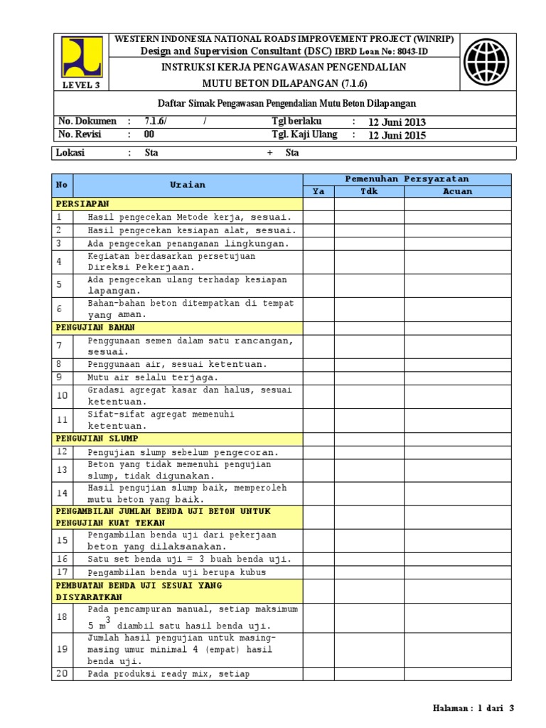 Daftar Simak 7.1.6 | PDF