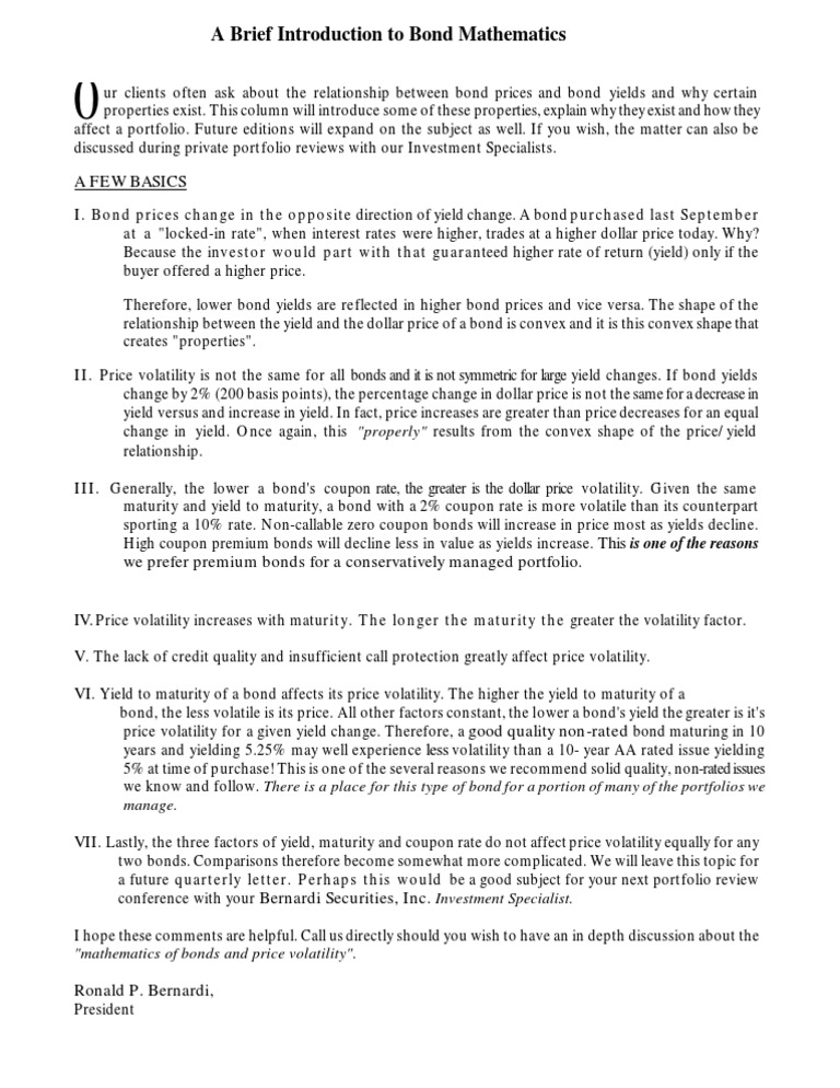 Bond Mathematics | Download Free PDF | Bonds (Finance) | Yield (Finance)