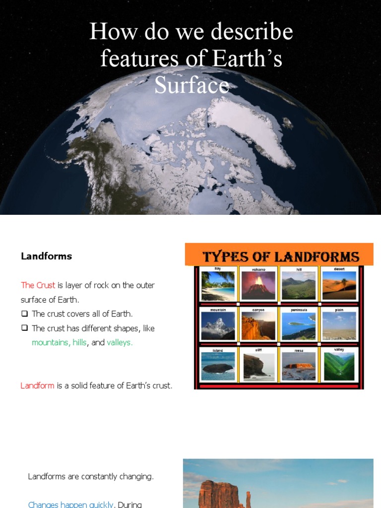 Earth's Surface Features Explained | PDF | Magma | Glacier
