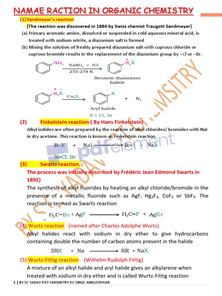 The Reaction Was Discovered in 1884 by Swiss Chemist Traugott Sandmeyer ...