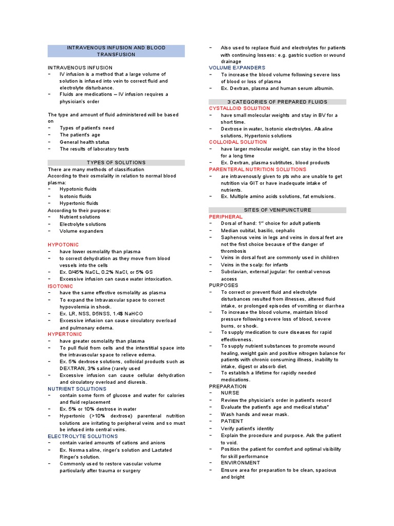 Intravenous Infusion and Blood Transfusion | PDF | Intravenous Therapy ...