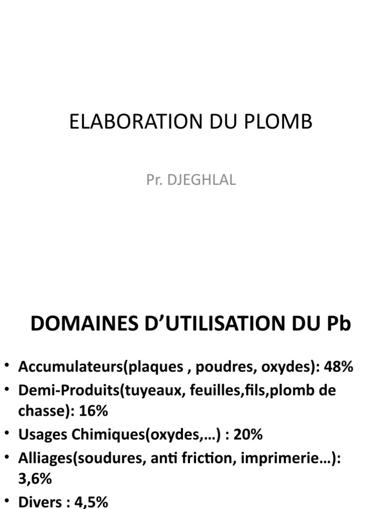Elaboration Du Plomb | PDF | Plomb | Métaux