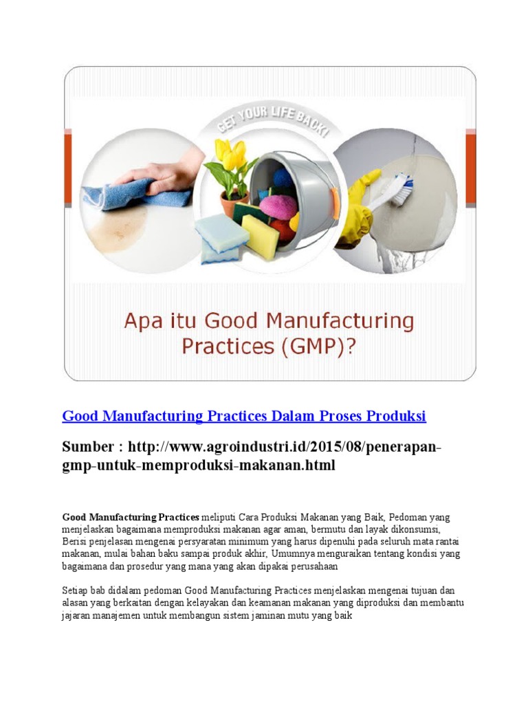 Good Manufacturing Practices Dalam Proses Produksi | PDF