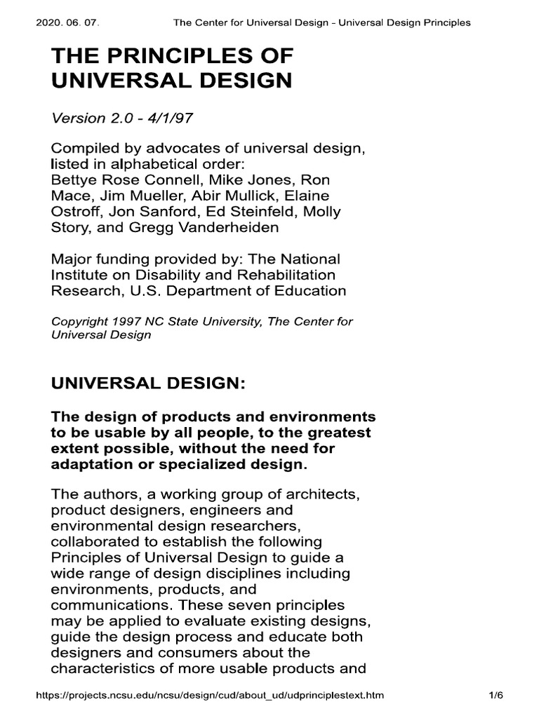 The Principles of Universal Design | PDF