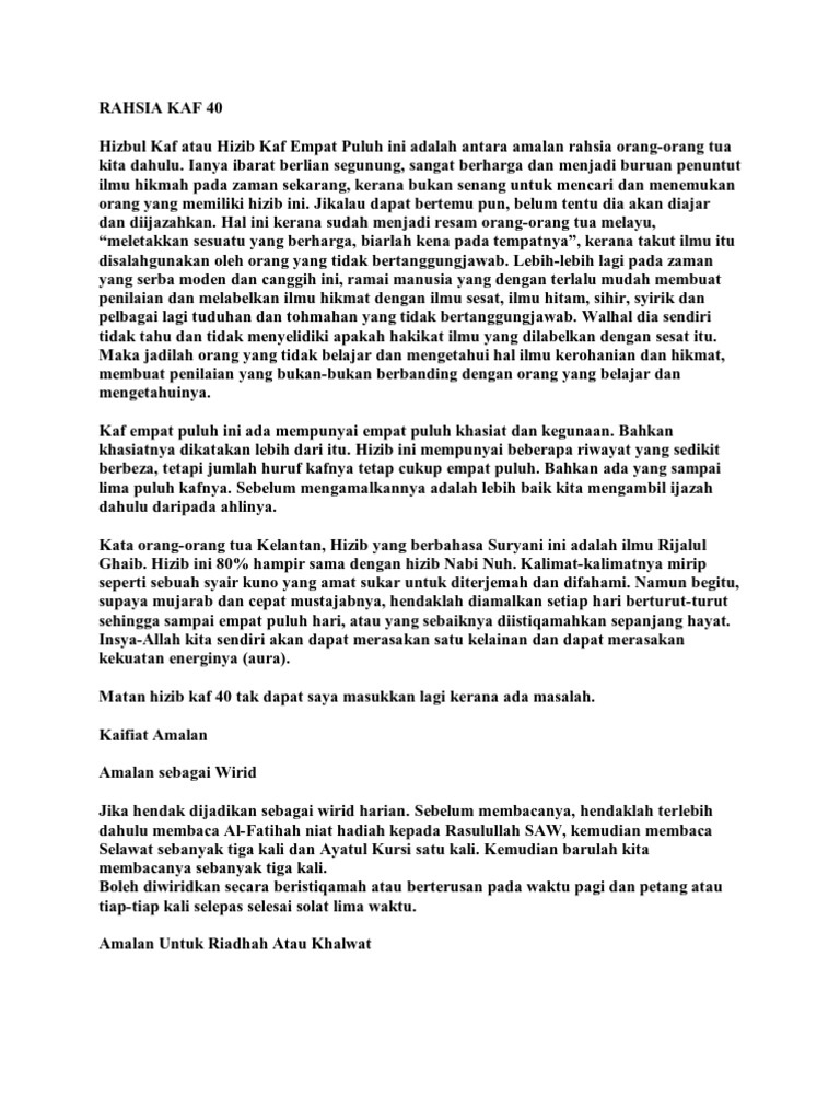 Rahsia Kaf 40 | PDF | Seni & Disiplin Bahasa | Kajian Bahasa Asing
