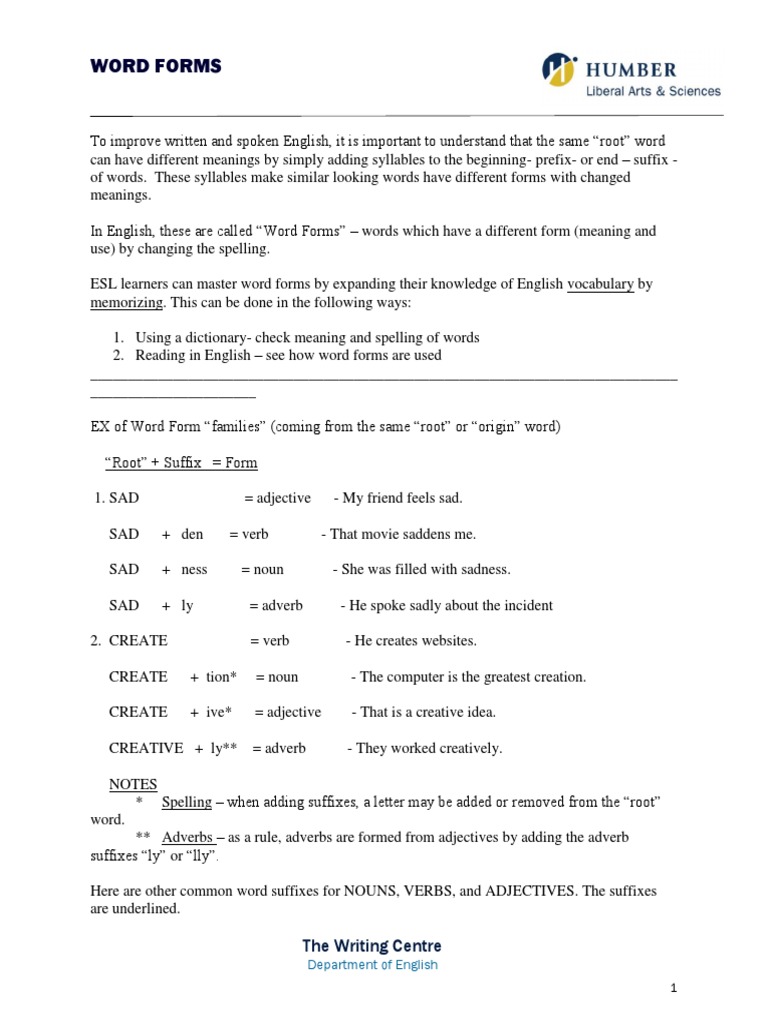 Understanding Word Forms | PDF | Languages | Language Arts & Discipline