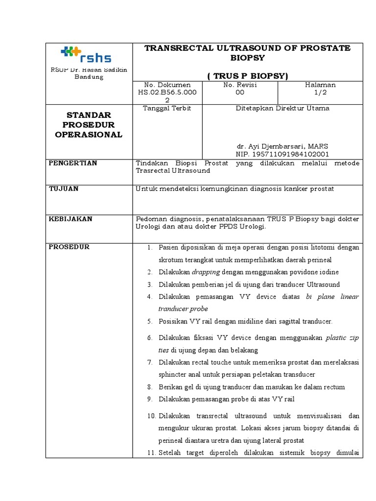 Prosedur Biopsi Prostat TRUS | PDF | Sains & Matematika