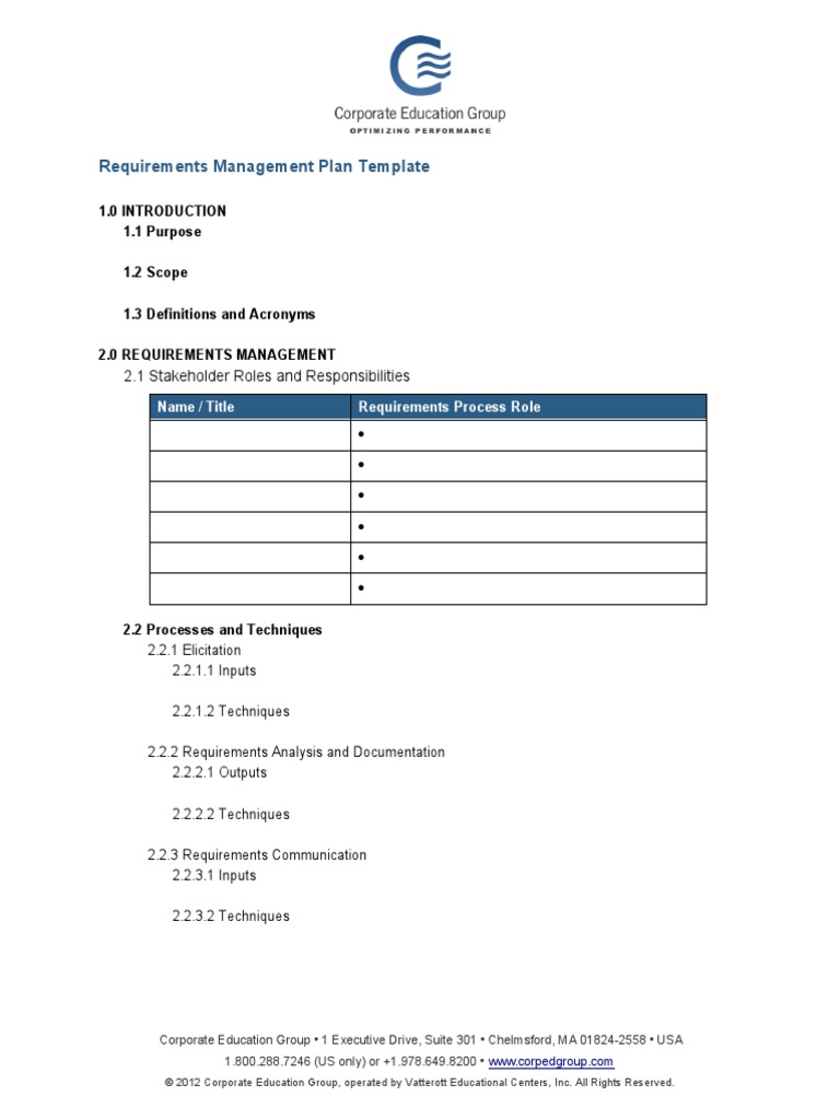 Requirements Management Plan Template | PDF | Systems Theory ...
