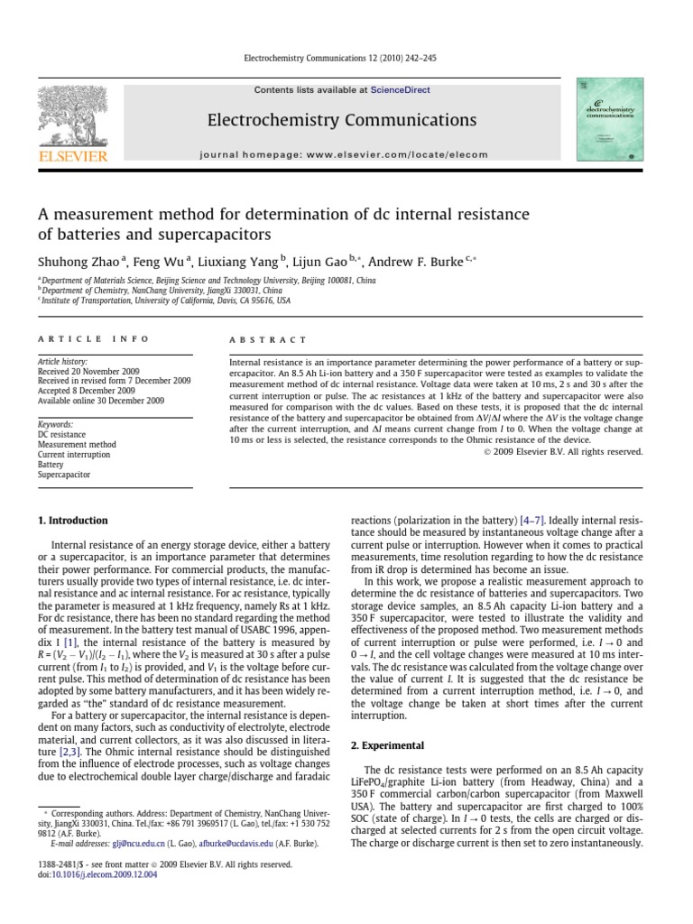 Measuring DC Internal Resistance in Supercapacitors | PDF | Electrical ...