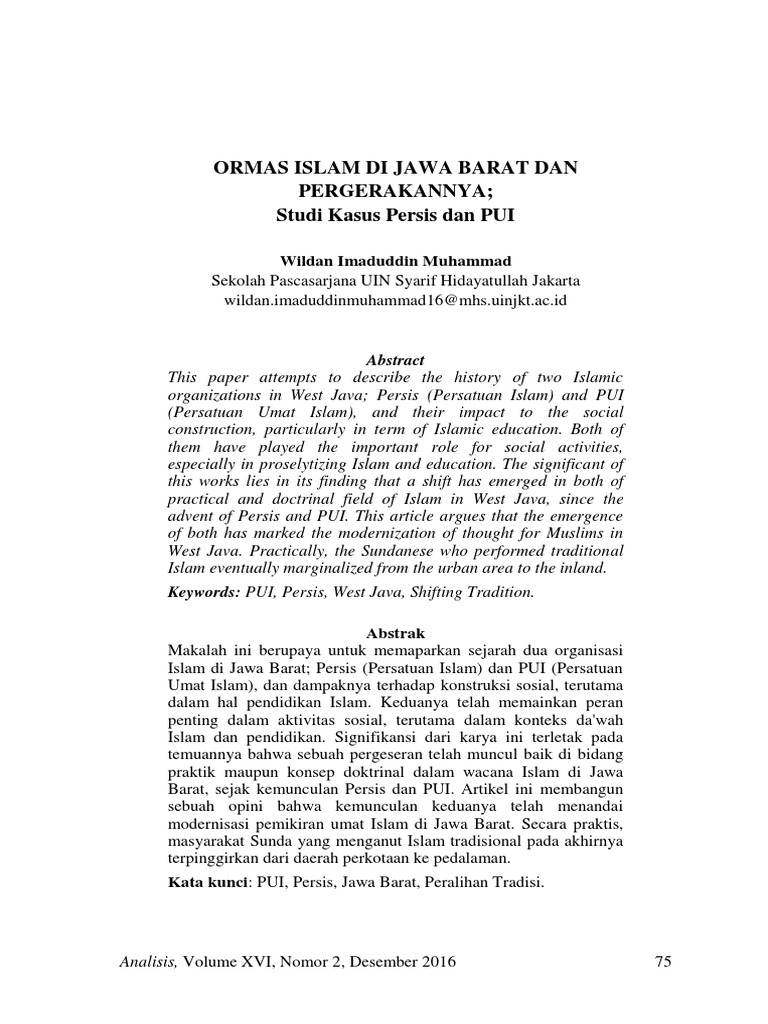 Islam Di Jawa Barat - Persis Dan PUI | PDF