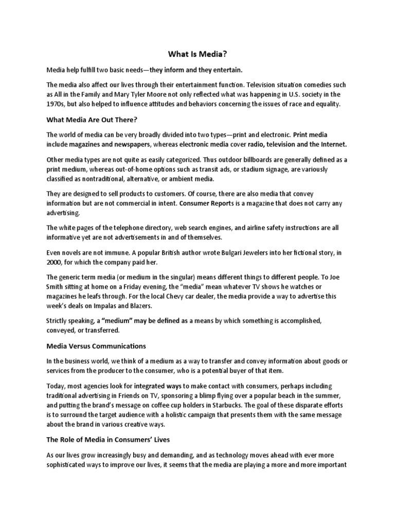 What Is Media | PDF | Mass Media | Marketing