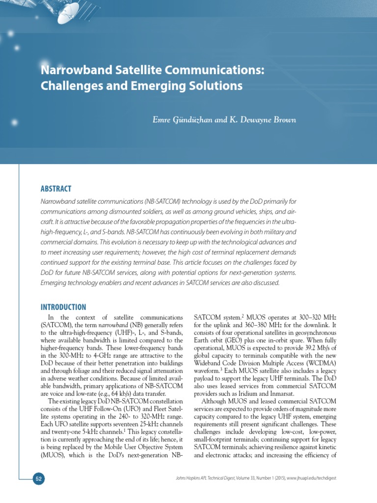Emerging Solutions to Overcome Challenges in Narrowband Satellite Communications | PDF ...