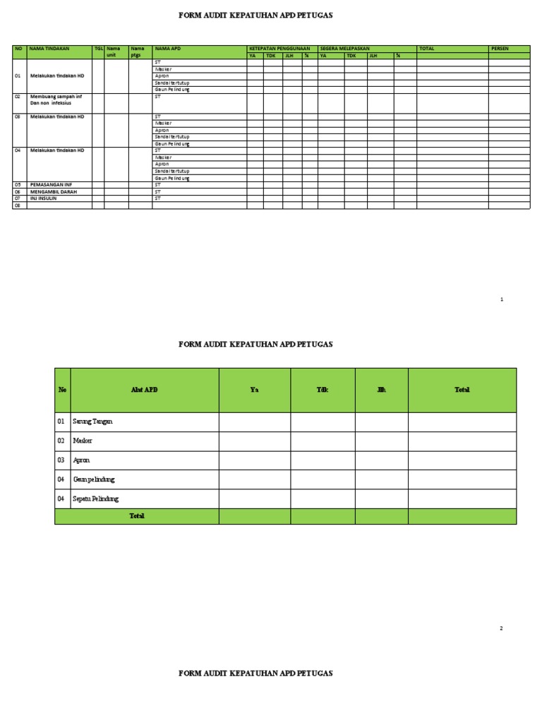 Form Apd Dan Rekapan Apd | PDF