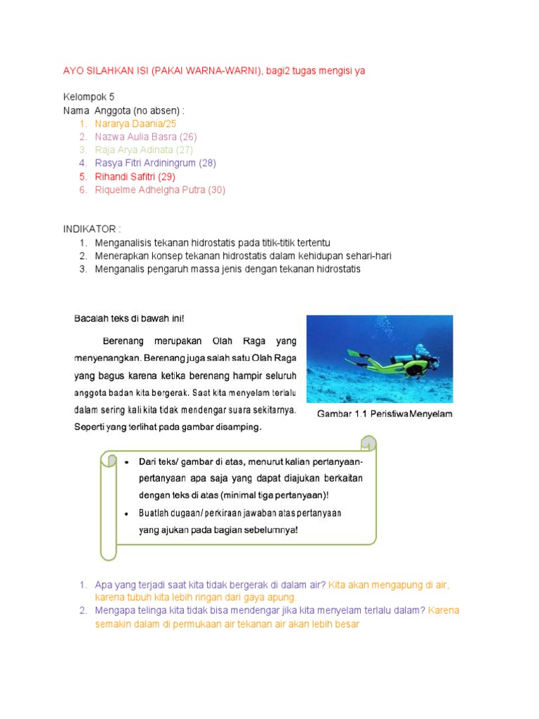 LKPD Tekanan Hidrostatis Kelompok 5 | PDF | Perjalanan