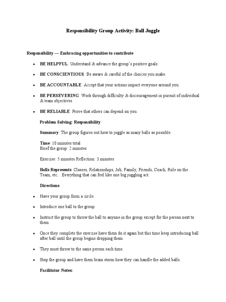 Group Juggle: Team Building Activity | PDF