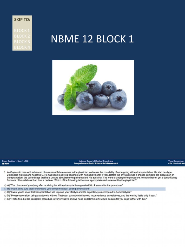 NBME 12 BLOCK 1-4 (With Answers) | PDF