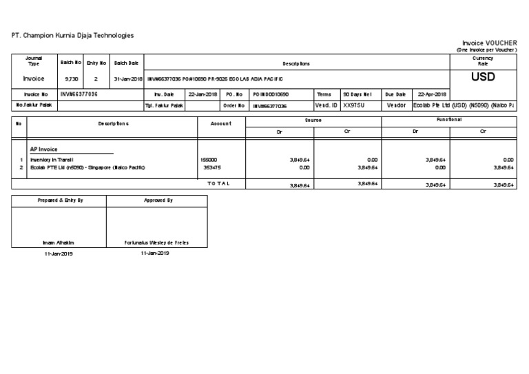 Invoice VOUCHER PT. Champion Kurnia Djaja Technologies: No Descriptions ...