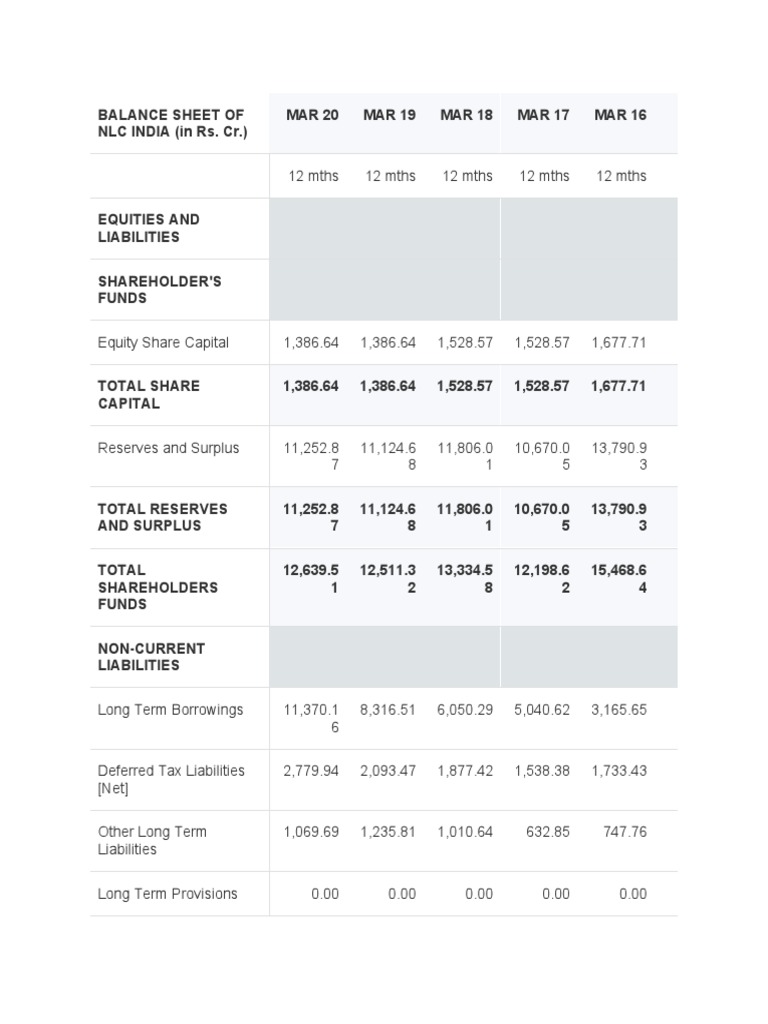 Balance Sheet of NLC India | PDF | Dividend | Balance Sheet