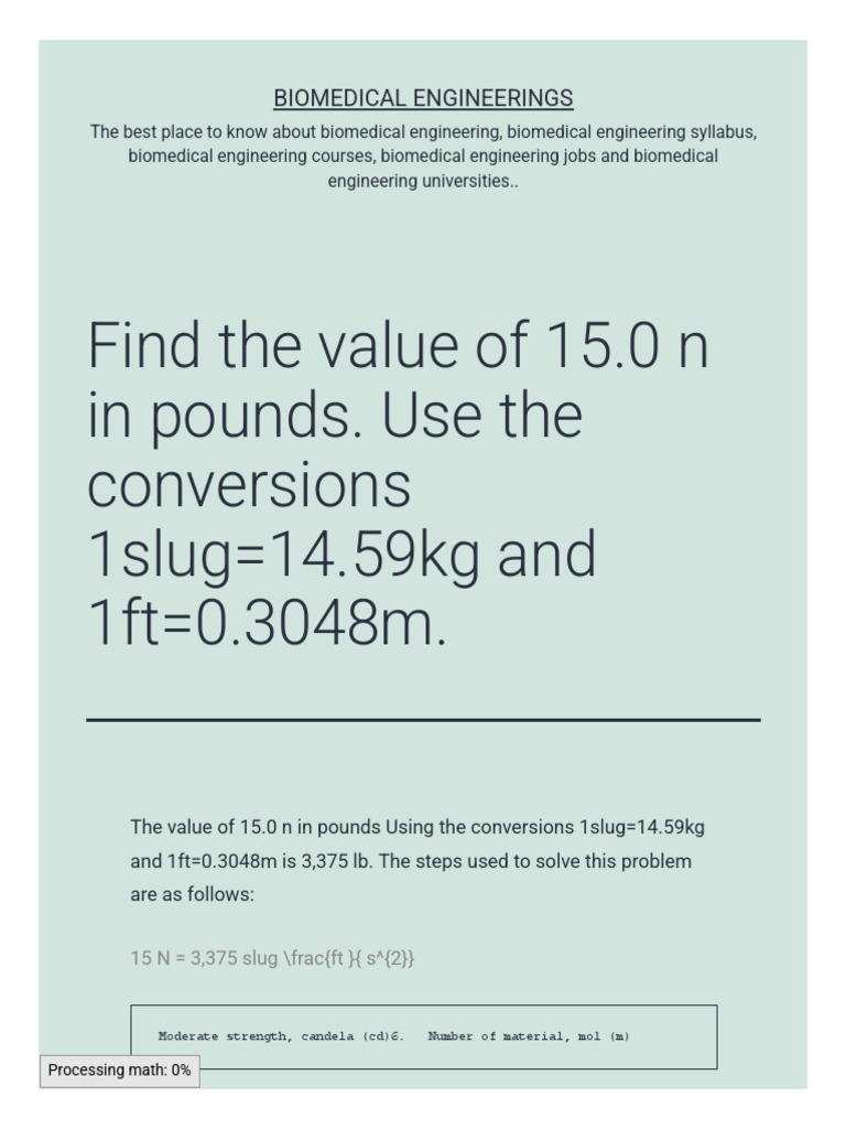 Converting 15 N to Pounds | PDF | Derivative | Mathematical Analysis