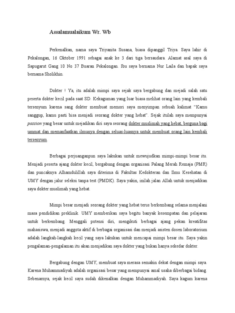 CONTOH Motivation Letter | PDF