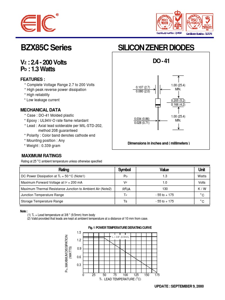 BZX85C Series: Silicon Zener Diodes | PDF | Electrical Equipment | Quantity