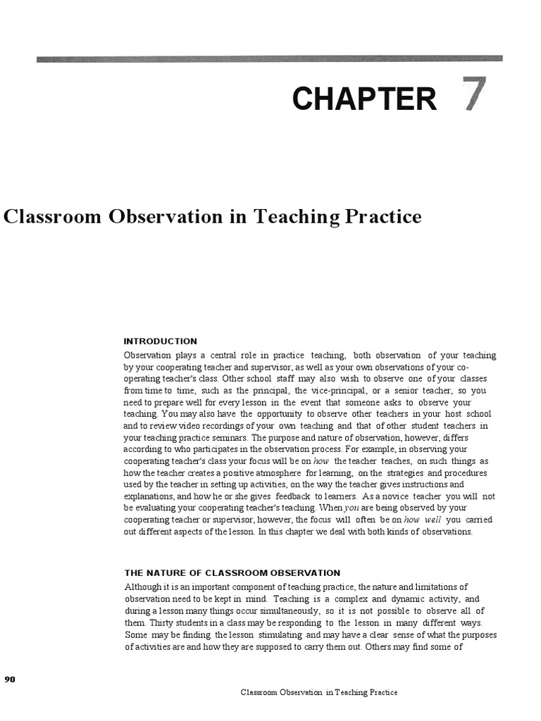 Classroom Observation in Teaching Practice | PDF | Classroom Management ...