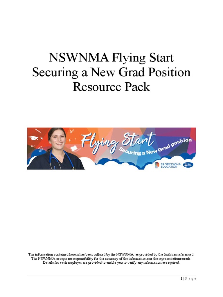NSWNMA Flying Start Applying Resource Pack | PDF | Nursing | Midwife