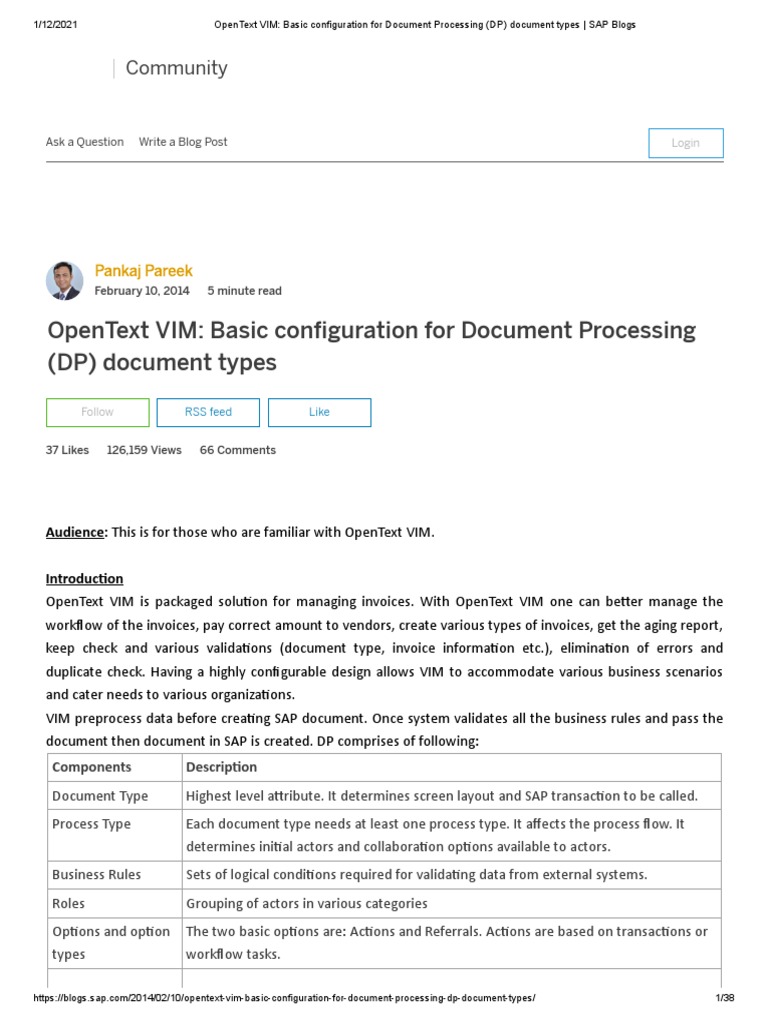 Opentext Vim Basic Configuration For Document Processing Dp