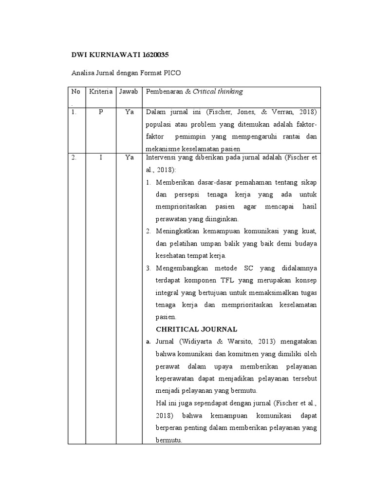 Analisa Jurnal Dengan Format PICO | PDF