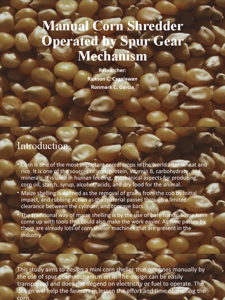 Manual Corn Shredder Operated by Spur Gear Mechanism | PDF | Wheat | Maize