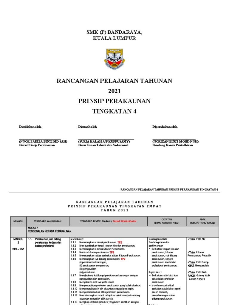 RPT Prinsip Perakaunan T4 | PDF