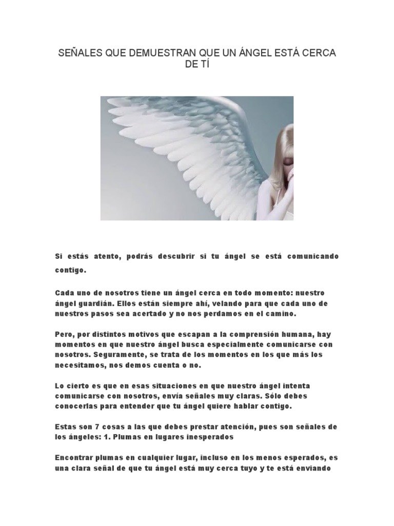 Señales Que Demuestran Que Un ángel Está Cerca De Tí Pdf