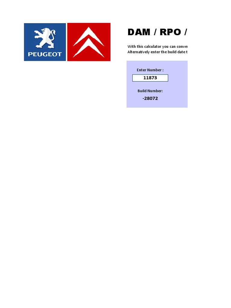 DAM / RPO / ORGA Number Calcluator | PDF