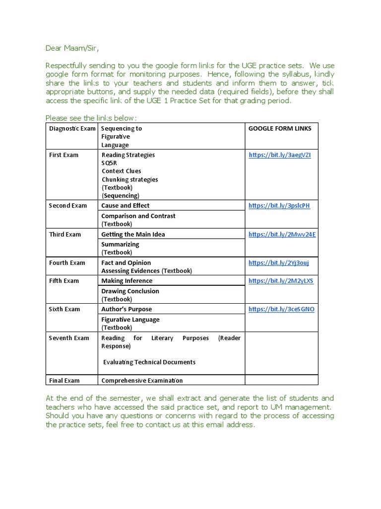 UGE 1 Practice Sheets | PDF
